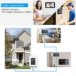 Video Intercom System, 7 Inch doorbell with Camera and Monitor, Video doorbell with IR-Cut Rainproof Outdoor Camera Visual Two-Way Intercom Audio Remote Unlock(1 Camera & 2 Monitors)