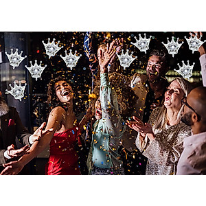 10PCS Silver Mini Crown Balloons for Engagement Wedding Anniversary Birthday Decorations Aluminum Foil Balloon for Bridal Shower Girl Woman