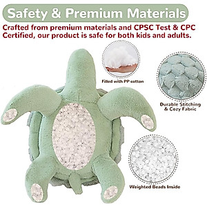 15” Weighted Turtle Stuffed Animals for Adults, 3lbs Weighted Turtle Plush Pillow Toy, Turtle Weighted Stuffed Animal for Gift Valentine Birthday