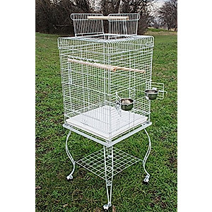 57" Rolling Standing Medium Dome Bird Cage Open Top Quaker Parrot Cockatiel Sun Parakeet Green-Cheek Conure Canary Lovebird Budgie Parrotlet Finch Cage with Detachable Stand