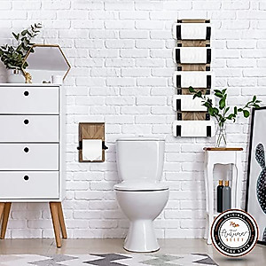 Autumn Alley Rustic Farmhouse Towel Rack for Rolled Towels – Stunning Barn Wood Farmhouse Bathroom Decor for Wall – Expertly Inlaid Wood with Matte Black Bar for Rustic Bathroom Decor