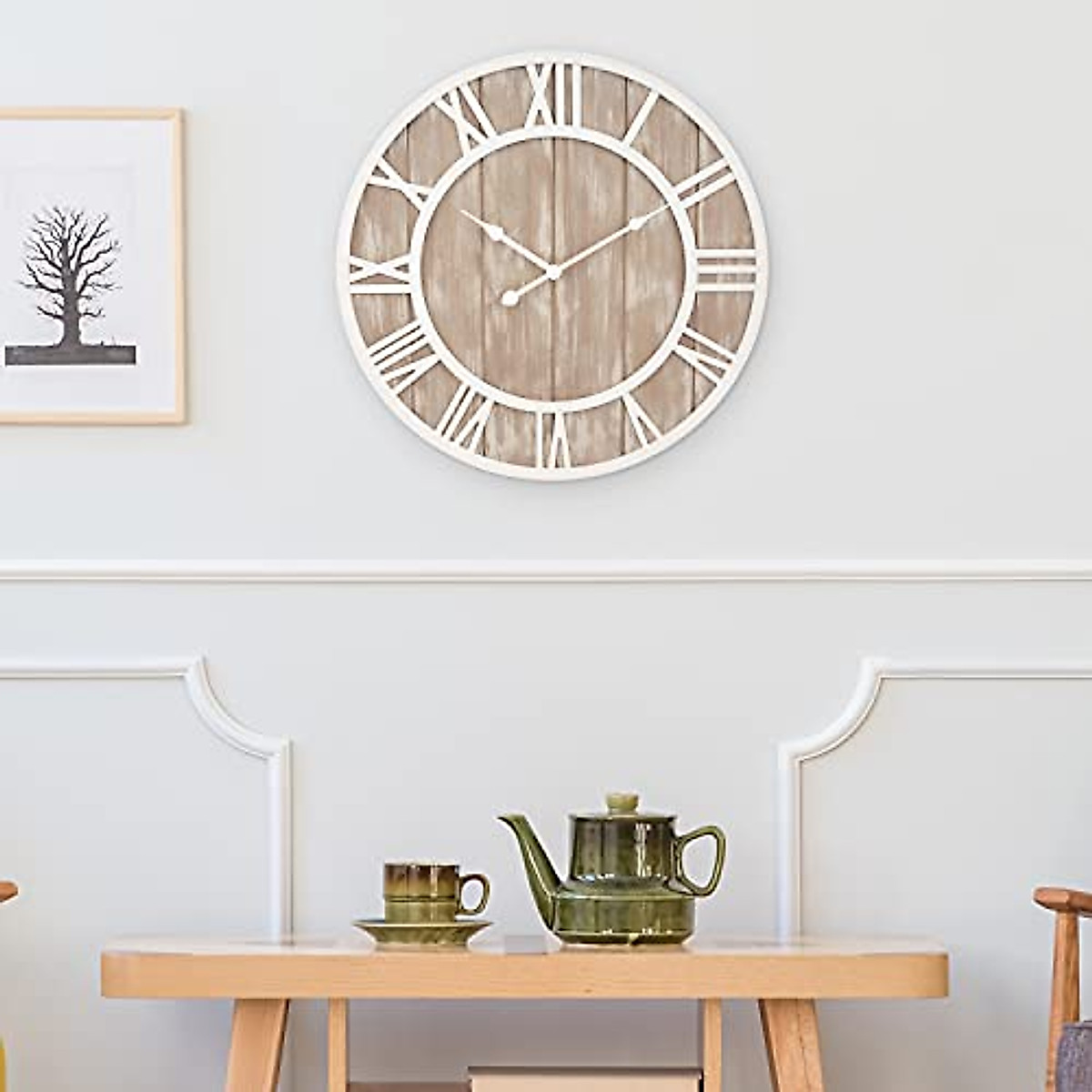 La Crosse Clock 404-3450 19.7-Inch Harper Wood Quartz Wall Clock, Brown