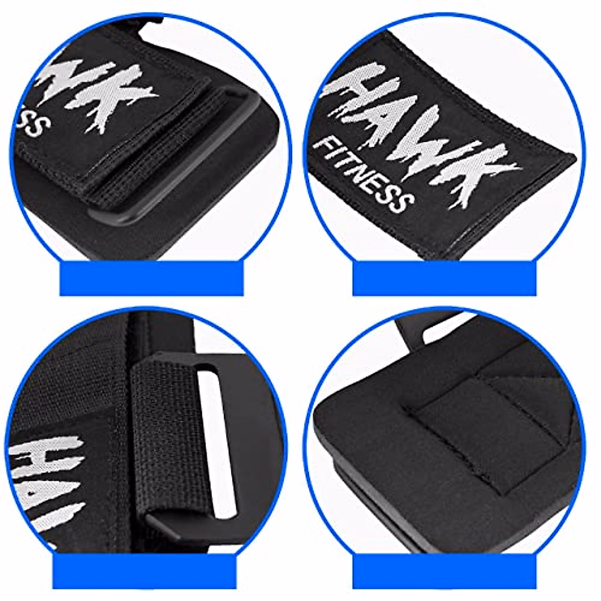 HWK Sports Weightlifting Hooks with Wrist Straps for Men & Women, Black, Padded Lifting Hooks with Heavy Duty Lifting Straps Ideal for Weightlifting, Bodybuilding & Powerlifting Weights up to 700lbs