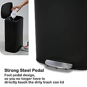 Kitchen Trash Can with Lid, Foot Pedal, Inner Bucket Step Garbage Can, Fingerprint-Proof Stainless Steel, Quiet-Close Lid, 50 Liter / 13 Gallon Dog Proof