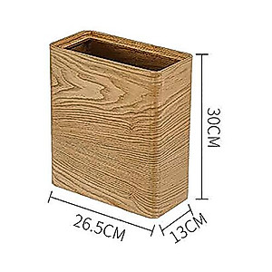 ZZFF Wood Trash Can Wastebasket,Household Bathroom Living Room Rectangular Trash Bin,Narrow Space Garbage Can with Swing Lid D 26.5x13x30cm(10x5x12inch)