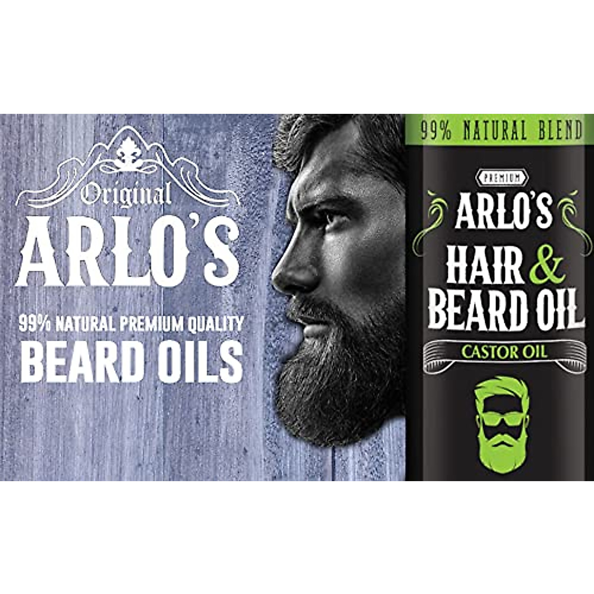 Arlo's Hair and Beard Oil with Castor Oil 8 oz. - Hair Oil, Mustache Oil and Beard Oil Growth