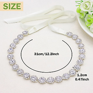 Oriamour Crystal Wedding Headband Bridal Headpiece Rhinestone Bridal Hair Accessories For Brides Flower Girl Bridesmaids Silver