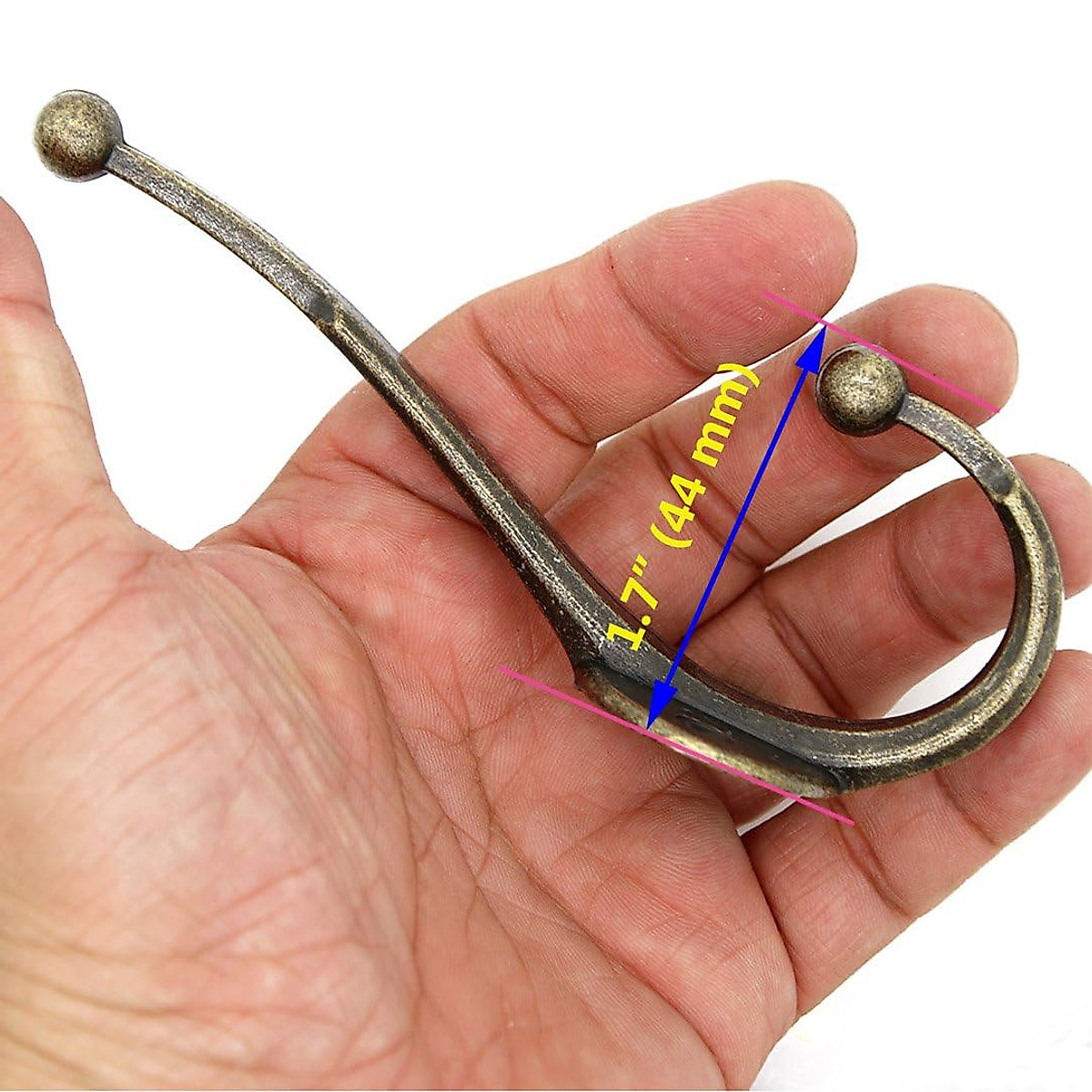 LXZ 4 PCs Antique Brass Wall Mounted Hooks - Wall Hooks - Hat Hangers Robe Hooks, Height 4.8-in (12 cm)