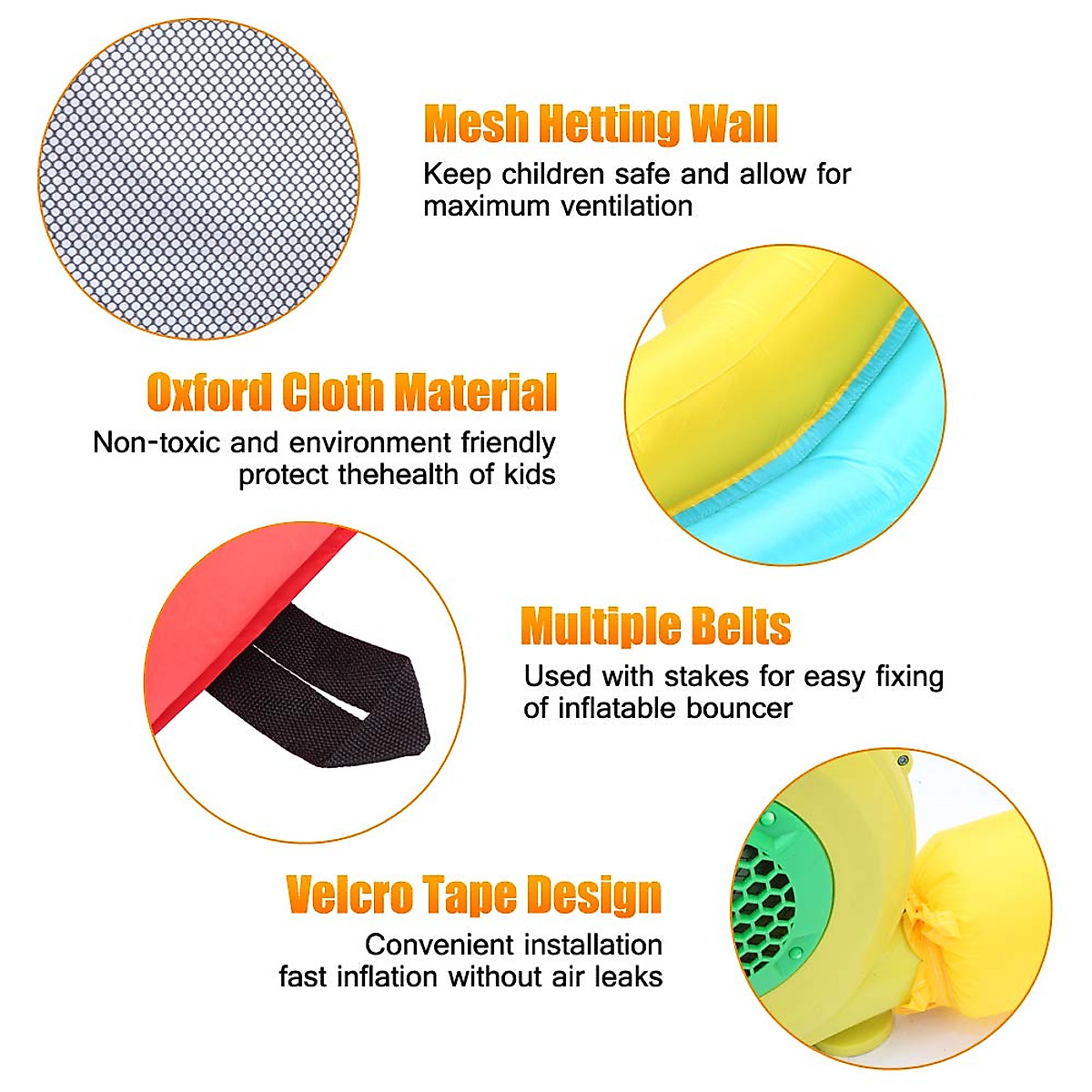 Slide Bouncer,Kids Bounce House,Inflatable Bouncy Jumping Castle with Slide, Indoor/Outdoor Bouncer House with Stakes, Repair Patches, and Storage Bag (Without Air Blower, Rocket)