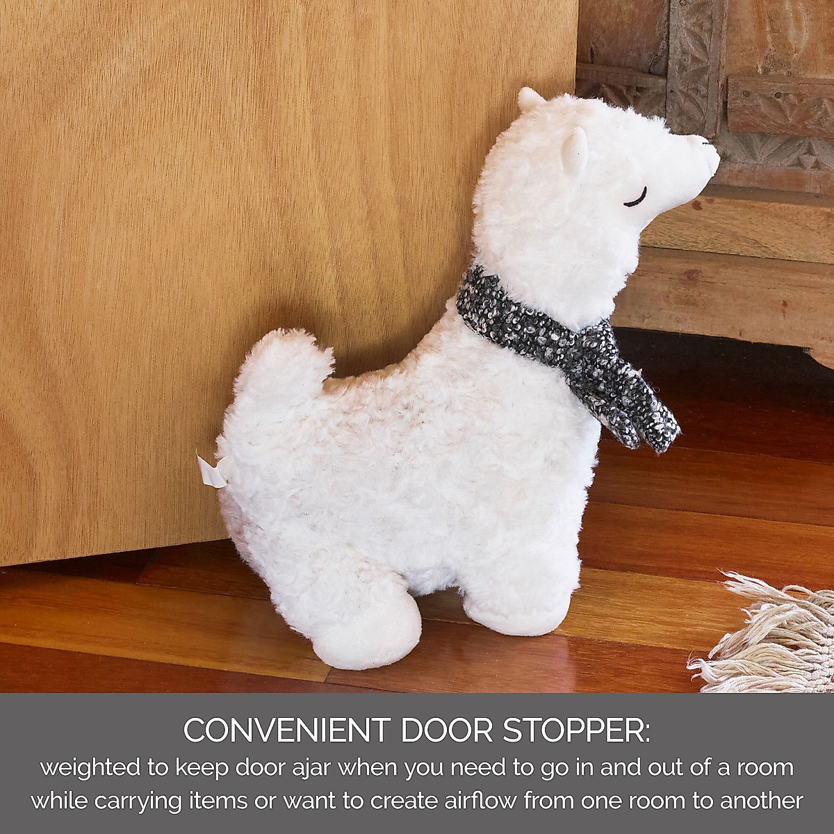 Elements 5.91x11.22x10.43 Inch White Llama Weighted Fabric Door Stopper