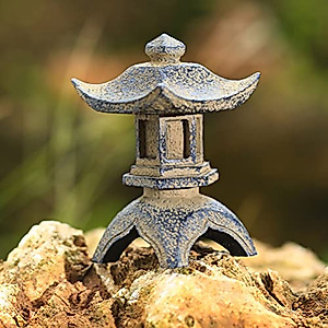 GANAZONO Bonsai Pagoda Miniature Pagoda Figurines Garden Resin Pagoda Lantern Statue Chinese Miniature Hexagon Zen Asian Bonsai Micro Landscape Decoration Miniature Ornaments