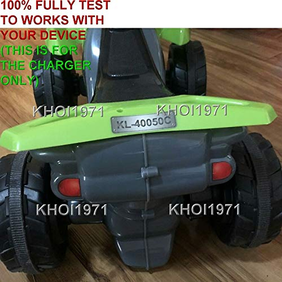 KHOI1971 Wall Charger AC Adapter Compatible with Kalee 6V-Volt ATV Quad Ride on Green Black-Trim-SEAT KL-40050C Walmart Target Toy R US