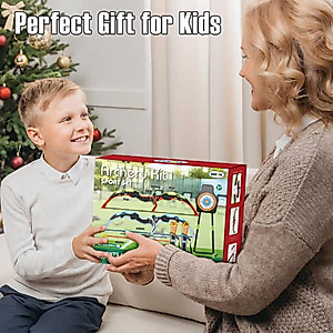 OWNONE 1 Bow and Arrow for Kids 4-6-8-12 Years Old, Archery Toy Set for Boys with LED Lights - Includes 2 Bows, 20 Suction Cup Arrows, 2 Quivers & Standing Target, Outdoor Toys for Kids Boys Girls