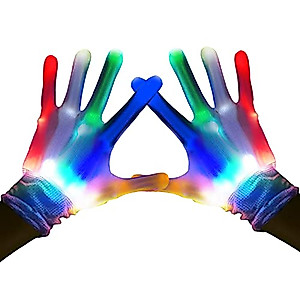 VICSPORT LED Gloves Light up Gloves for Adults Girls Boys Toys Age 6-16 Years Old Cool Fun Gifts for Carnival Halloween Christmas Birthday Parties
