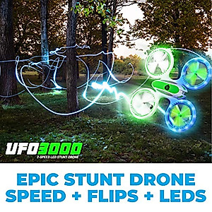 Force1 UFO 3000 LED Mini Drone for Kids - Remote Control Drone, Small RC Quadcopter for Beginners with LEDs, 360 Flips, 4-Channel Remote Control, 2 Speeds, and 2 Batteries