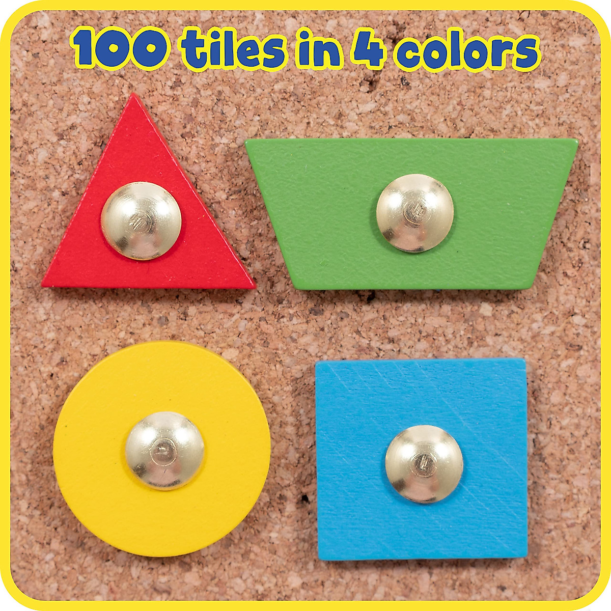 READY 2 LEARN Tack A Tile - Wooden Hammer Toy for Kids Aged 4 and up - 100 Shapes - Big Corkboard - Kid-Friendly Tacks - Foster Imagination, Fine Motor Skills and Reasoning