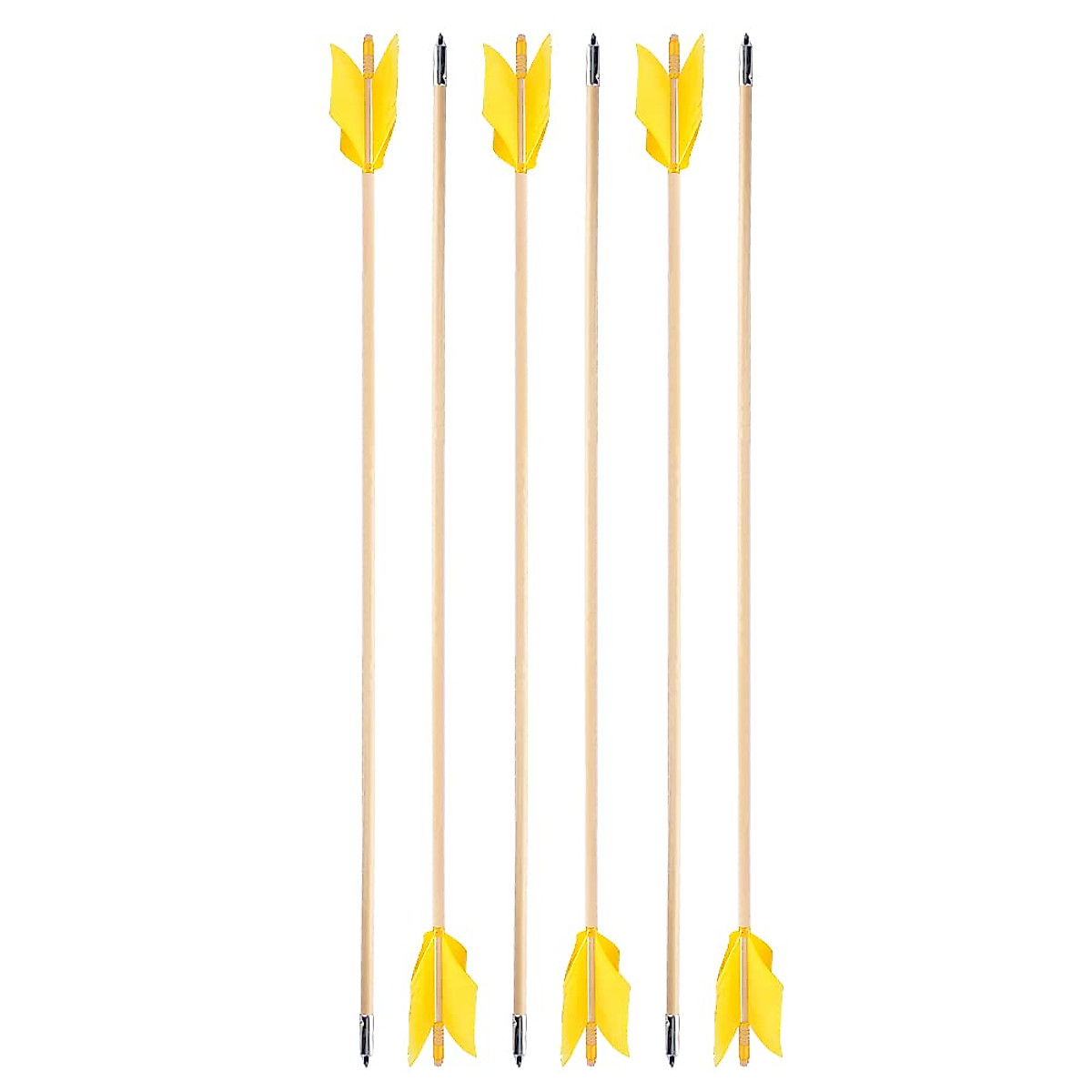 AMEYXGS 6/12 Pack Archery Traditional Wooden Arrow Target Flu-Flu Arrows with 4 Feathers Fletching for Practice Targeting Hunting(Yellow, 6 pack)