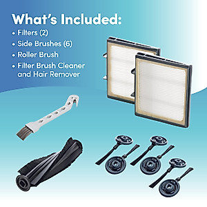 Veva Filter for Shark Ion – Shark Vacuum Filter Replacement for AV751, R85, RV850, RV851WV, R71, R72, R75, S86, S87, R87, R76, RV871, and RV761-2 HEPA Filters, 1 Main Brush & 6 Side Brushes