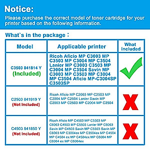 LCL Compatible Toner Cartridge Replacement for Ricoh 841814 MP C3003 C3503 C3004 C3504 C3003 C3503 C3004 C3504 Lanier MP C3003 C3503 C3004 C3504 Savin MP C3003 C3503 C3004 C3504 (1-Pack Yellow)
