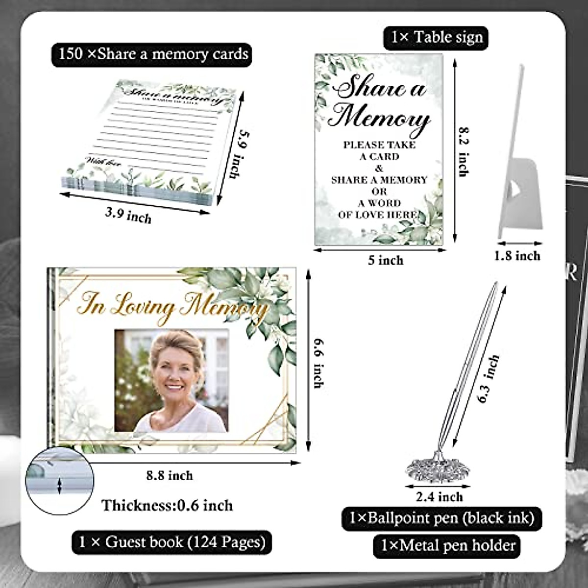 Spakon Funeral Guest Book for Memorial Service Celebration of Life Guest Book 100 Pieces Double Sided Prayer Funeral Cards