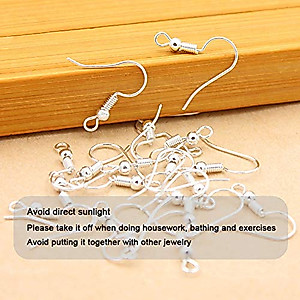 925 Sterling Silver Earring Hooks 150 PCS/75 Pairs,Ear Wires Fish Hooks,500pcs Hypoallergenic Earring Making kit with Jump Rings and Clear Silicone Earring Backs Stoppers (Silver)