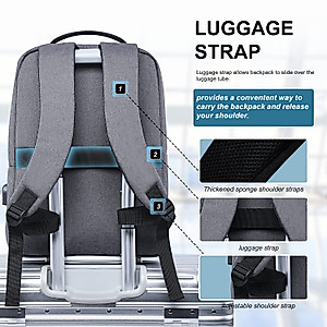 Victoriatourist Laptop Backpack 17 Inch, Business Slim Durable Laptops Travel Backpacks with USB Charging Port, College Backpacks Computer Bag Gifts for Men and Women Fits Notebook (Grey)