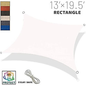 SUNNY GUARD Sun Shade Sail 13' x 19.5' Rectangle Cream UV Block Sunshade for Backyard Yard Deck Patio Garden Outdoor Activities and Facility