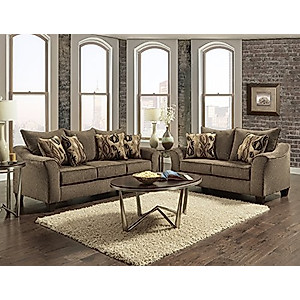 Roundhill Furniture Camero Cafe Fabric Pillowback Loveseat