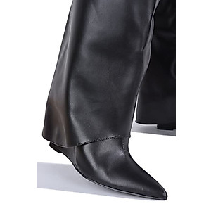 Cape Robbin Women's Pointed Toe Wedge Heel Knee High Boots Valeri (Black, us_footwear_size_system, adult, women, numeric, medium, numeric_10)