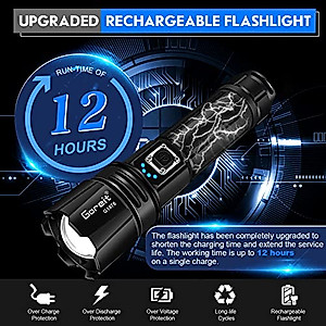 Goreit Flashlight High Lumens Rechargeable, 950000 Lumen Led Flashlights XHP70.2 USB Super Bright Flash Light Battery Powered, Powerful Handheld Flashlights for Emergencies Camping, IP67 Waterproof