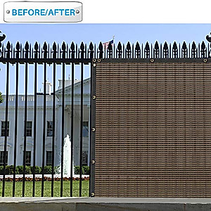 Patio 5' x 25' Fence Privacy Screen Brown Commercial Grade Mesh Shade Fabric with Brass Gromment Outdoor Windscreen Zipties