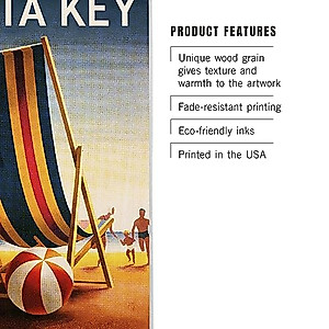 Lantern Press 6x9 Inch Wood Sign, Ready to Hang Wall Decor, Siesta Key, Florida, Beach Chair and Ball