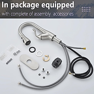 SOOSWEET Single Hole Bathroom Faucet with 3 Function Pull-out Sprayer, Brushed Nickel