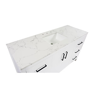 Kitchen Bath Collection Copenhagen 60-inch Single Bathroom Vanity (Engineered Marble/White): Includes White Cabinet with Engineered Marble Countertop and White Ceramic Sink