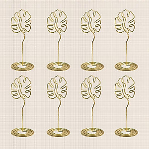 STOBOK Desk Decor 24pcs Sculpture Cute Wedding Holders Restaurant Tropical Stand Holder, Paper Picture Party Tall Favors Shape Name Monstera Cards Luau Decoration Table Birthday Christmas Decor
