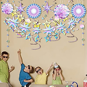 29PCS Iridescent Party Decoration Kit, 3D Galaxy Holographic Euphoria Theme Party Euphoria Party Decorations for Birthday Party Theme Party Baby Shower Wedding Celebration