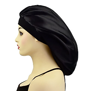 Satin Bonnets for Braids Silk Bonnet for Long Hair Covers Women XL Large Silk Hair Bonnets Sleeping Bonnets Night Sleep Cap