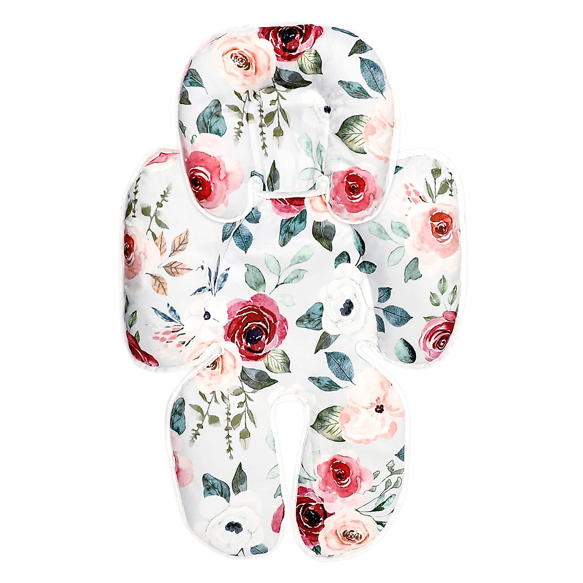 CARUILI 2-in-1 Infant Car Seat Insert for Newborn, Car Seat Head Support Baby Girls Boys, Extra Soft Preemie Carseat Head Support Cushion Pillow for Baby Car Seats, Strollers, Bouncers, Floral