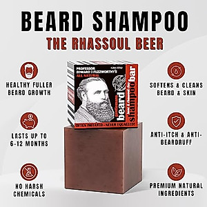 Professor Fuzzworthy’s Beard Shampoo Bar for Extra Soft Healthy Beard - Tames Beard with Beer & Rhassoul Clay - All Natural Ingredients - Australia, 4.2 oz