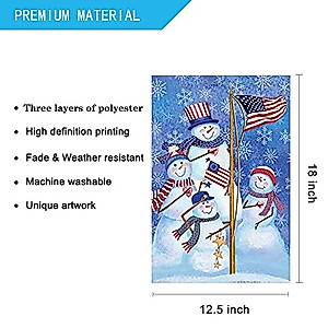 Christmas Snowman Family Garden Flag 12.5" x 18" Winter Snowflakes Small Flag Decorative Double Sided Flag for Winter Xmas Holiday Farmhouse Yard Outdoor Decoration
