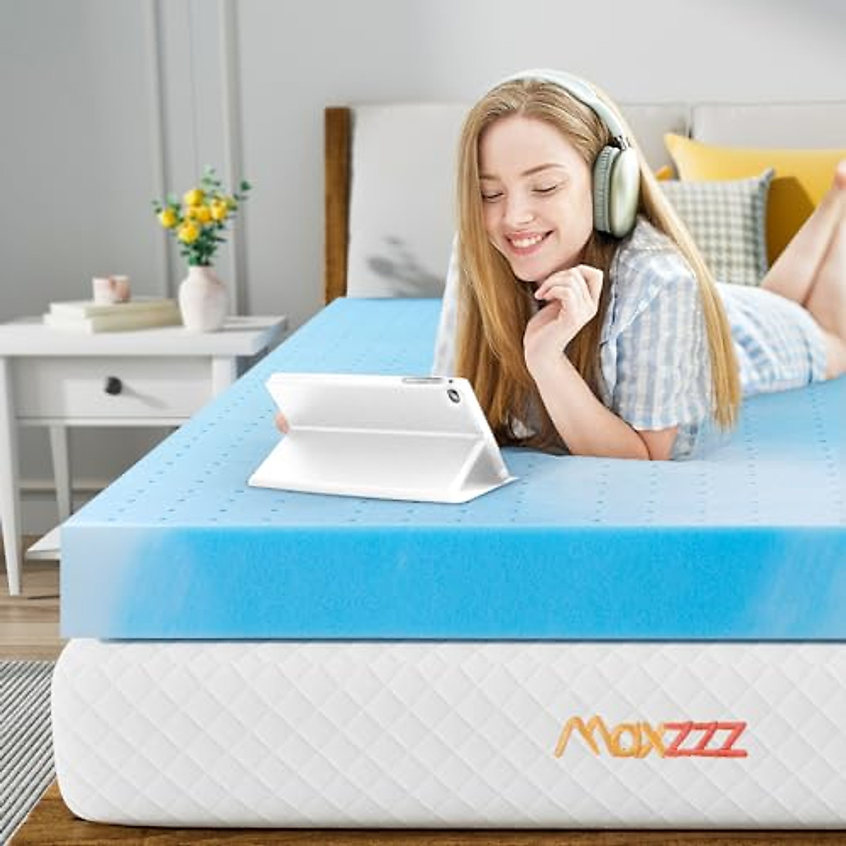 3 Inch Full Size Memory Foam Mattress Topper Gel Infused Bed Mattress Topper for Pressure Relief, High Density Cooling Memory Foam Pad, Certipur-Us Certified