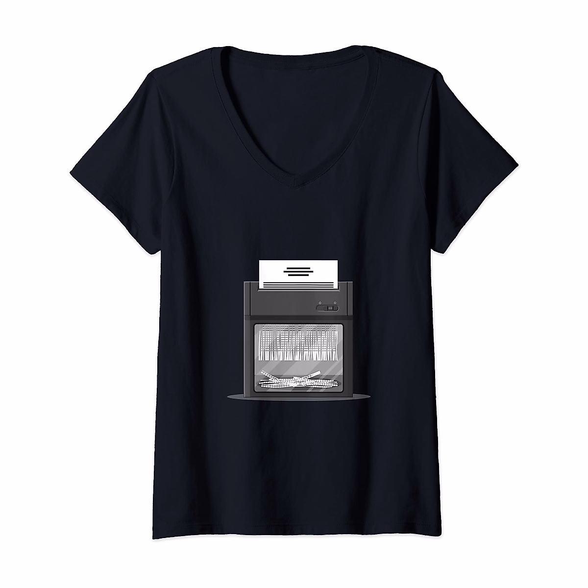 Womens Paper Shredder Office Supply Graphic Art V-Neck T-Shirt