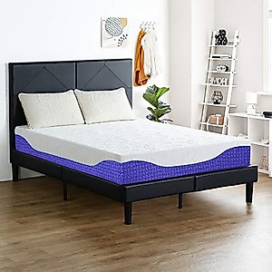 PrimaSleep 12 Inch Multi-Layered I-Gel Infused Memory Foam Mattress | Cobalt Blue | Queen