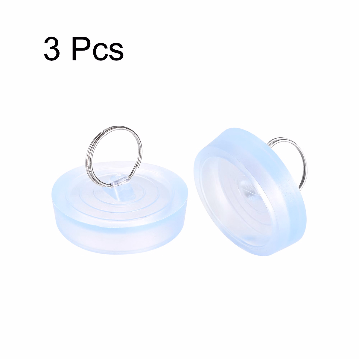 uxcell Rubber Sink Plug, Clear Drain Stopper Fit 2" to 2-1/16" Drain with Hanging Ring for Bathtub Kitchen and Bathroom 3pcs