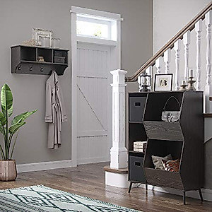RiverRidge Home Woodbury Collection Storage Cabinet with Cubbies and Veggie 2pc Bin-Black, Weathered