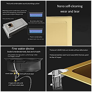 GaRcan Gold Undermount Kitchen Sink Modern Sink Utility Sinks 304 Stainless Steel Commercial Sink Built-in Workstation Sink Farmhouse Sink Laundry