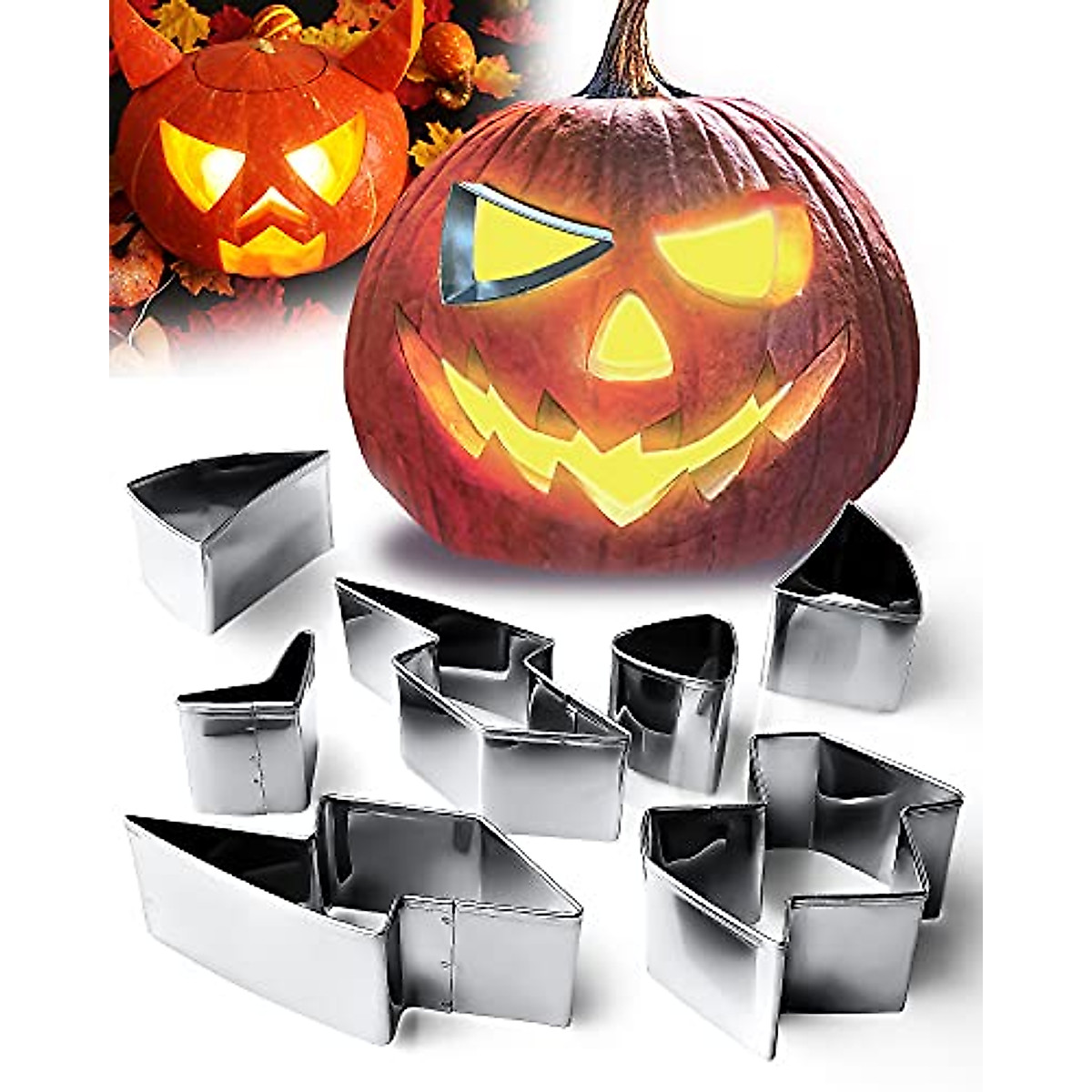 JUSTOTRY Simple & Safe Pumpkin Carving Kit for Kids, Halloween Stainless Steel Pumpkin Carving Tools, Non-knife Pumpkin Carving Stencils, Pumpkin Carving Sets for Adults, Pumpkin Carver, Durable