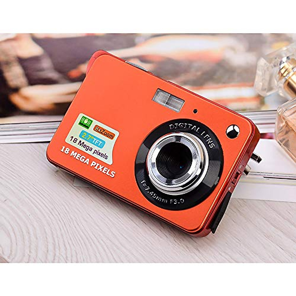 Andoer Digital Camera Mini Pocket Camera 18MP 2.7 Inch LCD Screen 8X Zoom Smile Capture Anti-Shake with Battery