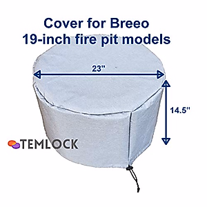 Cover Compatible for Breeo Fire Pit X Series 19 or Double Flame 19 - Fits Standard or Sear Plate model - Outdoor Water-resistant Fire Bowl Protective Cover - Temlock FPC-1000