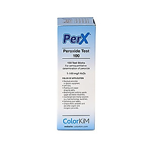 ColorKiM Hydrogen Peroxide Test Strips, Ideal for Accurate Measuring of Peroxide Level, 0-100 PPM Range (100 Test Strips)